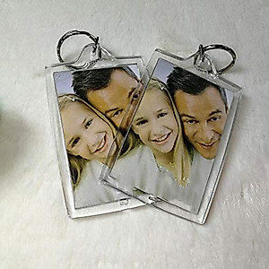 XUMIN 10PCS Transparent Acrylic Rectangle Blank Keychain Photo Frame Key Chains Key Ring Keyring Holder with Metal Rings for Key Accessory