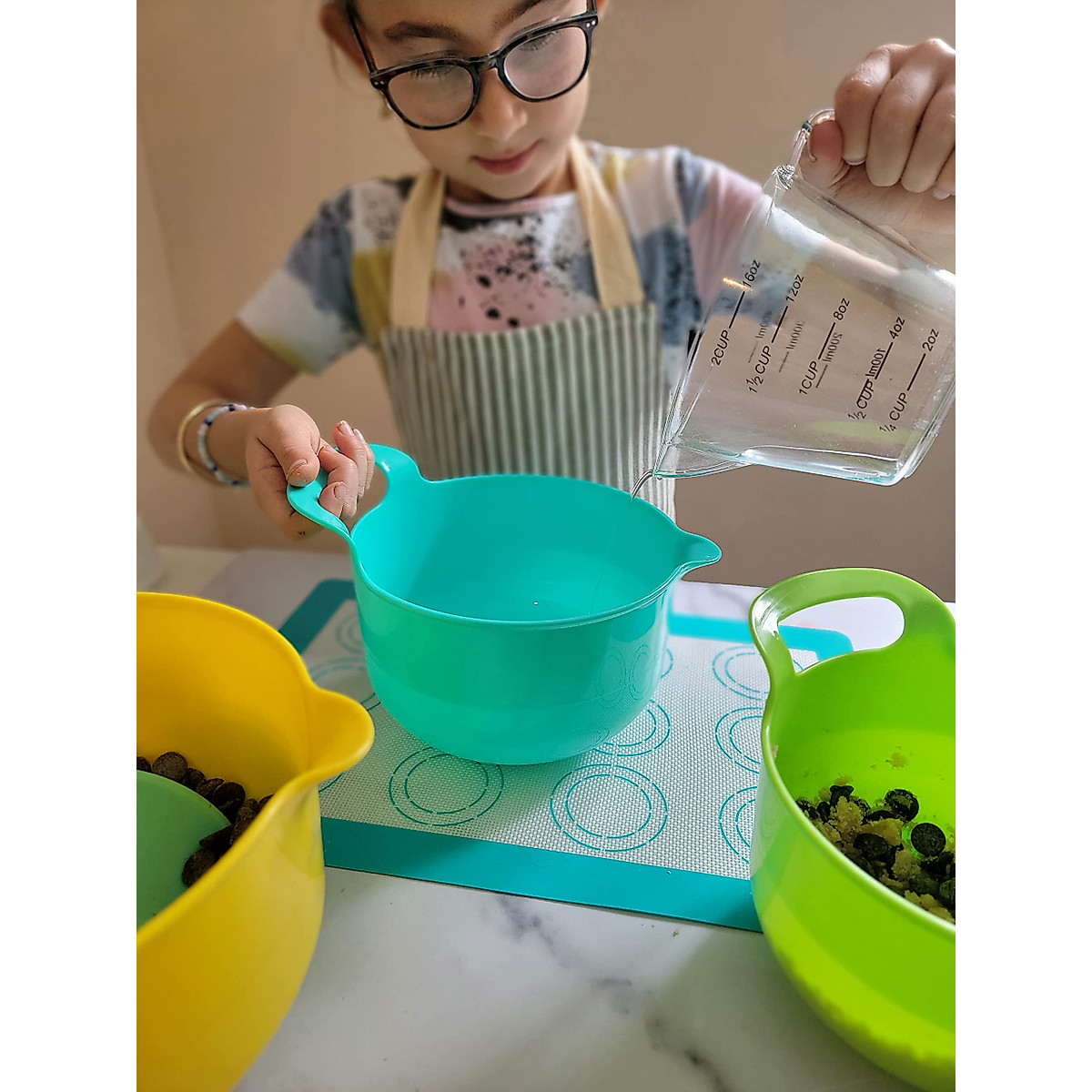 Tovla Jr. Cooking and Baking Montessori Mixing Bowl and Pitcher Set for Kids - Baking Supplies for Boys and Girls