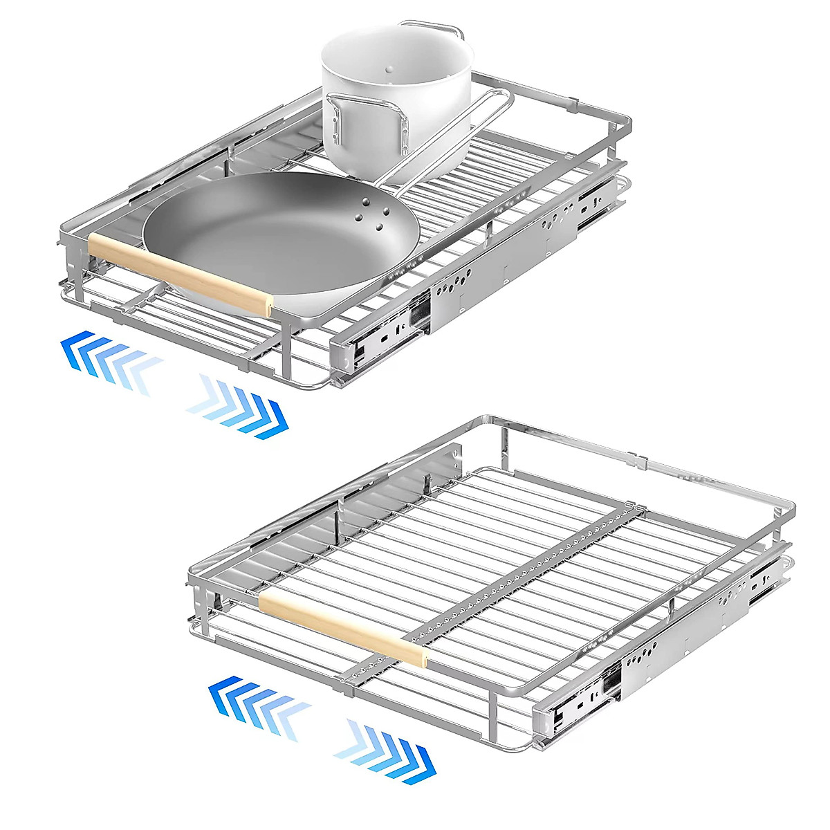 2Pack Pull Out Cabinet Organizer, 12.2~17.9" W x 22.5" D Expandable Pull Out Shelves for Kitchen Cabinets, Heavy Duty Slide Out Pantry Shelves Sliding Shelf for Home Kitchen,Under Sink,Wardrobe
