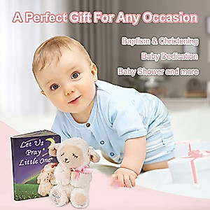 MyMateZoe Baptism Gifts for Girl, Great Christening, Dedication and Baptism Gift Set for Girl and Newborn Baby, Includes 7" Praying Lamb Plush Toy and Let Us Pray Baby Book in Keepsake Gift Box