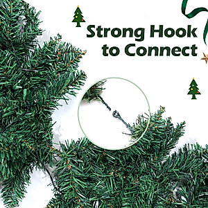 ENVEN 9FT Prelit Christmas Garland Artificial PE Mixed Pine Garland Decoration 50 LED Battery Operated Warm Lights and Timer Xmas Garlands Decor Walls Stairs Fireplaces Indoor Outdoor (GL001)