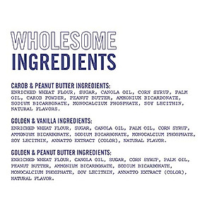 Three Dog Bakery Lick'n Crunch Sandwich Cookies Premium Dog Treats with No Artificial Flavors, Carob/Peanut Butter, Golden/Vanilla, and Golden/Peanut Butter, 39 Ounces (Pack of 1)