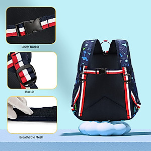 willikiva Cartoon Bus 12 Kindergarten Backpack for Kids Girls and Boys,Waterproof Preschool Toddler Backpack Wiht Leash and Safety Harness (Green Dinosaur)