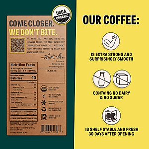 Wandering Bear Organic Caramel Cold Brew Coffee On Tap, 96 fl oz - Extra Strong, Smooth, Unsweetened, Shelf-Stable, and Ready to Drink Iced Coffee, Cold Brewed Coffee, Cold Coffee