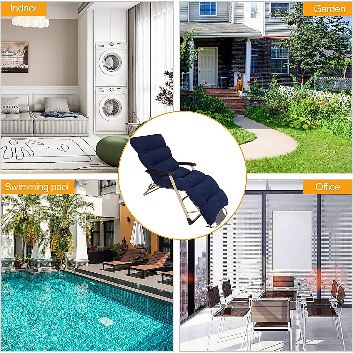 REDCAMP Chaise Lounge Cushion for Patio Furniture,67 inch Zero Gravity Cushion Comfortable Thicker for Indoor Home Office or Outdoor Use,Blue