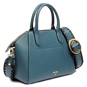 Niko Ineko Women's Bowler Shoulder Bag Kitty Snout Hardware Teal