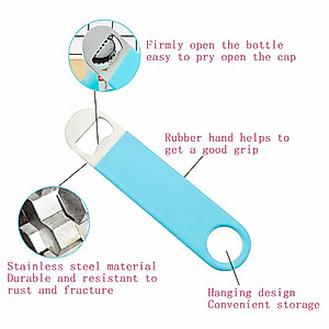 3Pcs Bottle Opener, Flat Bottle Opener, Heavy Duty Stainless Steel Flat Bottle Openers, Beer Bottle Opener 7 Inches