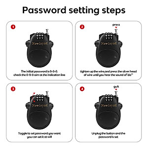 Newdeport Snowboard Cable Lock: bike locks with combinations +Helmet Lock Luggage Lock +Special need bikesTravel Lock stroller lock Combo Mini Ski Lock with 29.5 Inch Retractable Steel Cable-Black