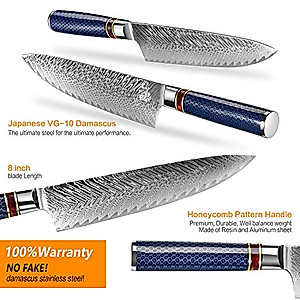 WeKit Chef Knife 8 Inch, Damascus Chef Knife Japanese VG10 Kitchen Knife Sharpest 67-Layer High Carbon Stainless Steel knife, Pro Cooking Knife, Meat Cutting Gyuto Chef Knife with Sheath