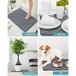 LOFTER Stone Bath Mat, Diatomite Stone Bath Mat Nonslip Super Absorbent Quick Drying Stone Mat for Kitchen Counter, Natural Non-Slip Bathroom Mats Stone Shower Mat Easy to Clean (23.5 x 15 inch)