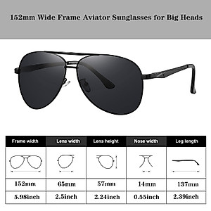 RCXKOOM Big XL Wide Frame Extra Large Polarized Aviator Sunglasses for Big Heads Men Oversized Military Pilot Glasses