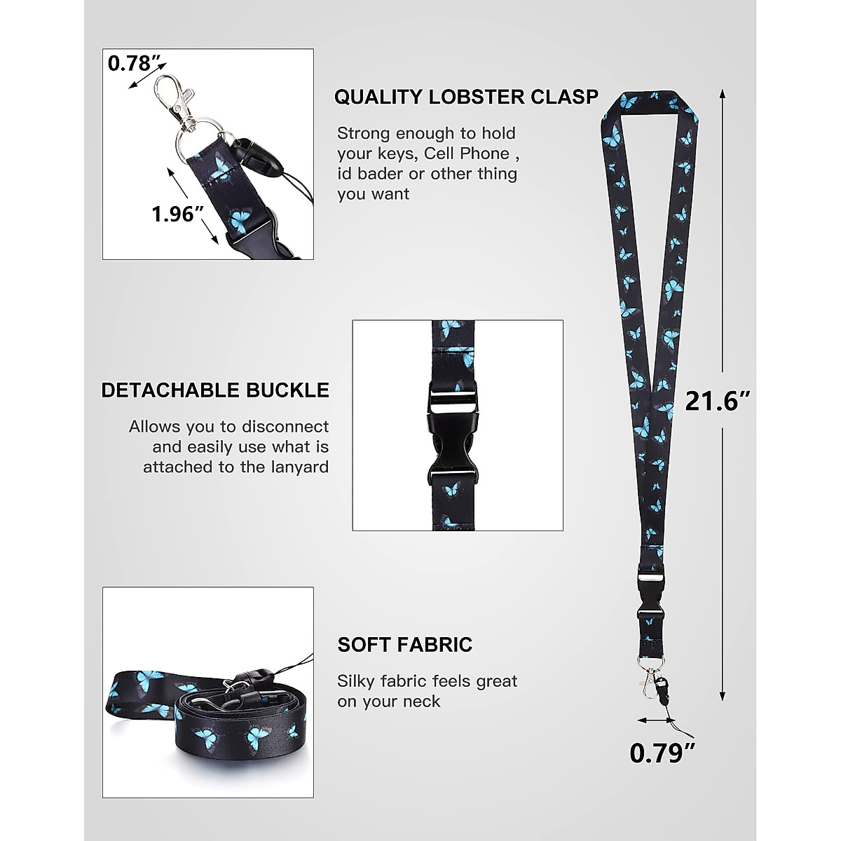 BGHSE Personalized Vertical ID Badge Holder with Lanyard - Fashionable ID Card Holders with Detachable Neck Lanyards - Soft Fiber,Metal Clip,Sturdy Buckle for Key,Wallet