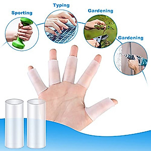 Treela 40 Pieces Gel Finger Sleeve Protectors Silicone Finger Sleeve for Thumb Trigger Finger Arthritis Silicone Finger Tubes for Preventing Bruised Cracking Hand Eczema Practising Golf
