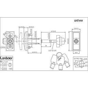 LORADAR Vending Machines Lock T Handle Vending Machine Lock Adjustable Locking Force, Impact Resistance, Quick Locking with 3pcs Keys