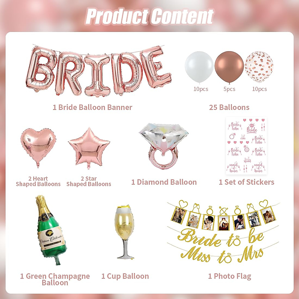 YSVVALDEG Bachelorette Party Decoration, Our Bride To Be Decorations Include Bride To Be Sash, Bachelorette Balloons, Bachelorette Photo Props, Tassel Curtains And Other Bridal Shower Decorations