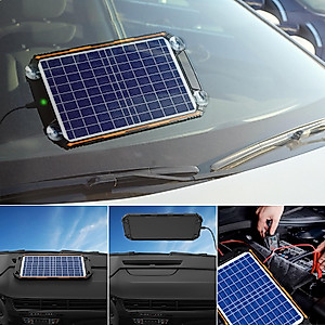 GROPOW 10W 12V Solar Battery Trickle Charger Maintiner, Built-in Smart MPPT Charge Cntroller, Waterproof 10 Watt 12 Volt Solar Panel Charging Kits for Car Auto Boat Marine RV Trailer Motorcycle, etc