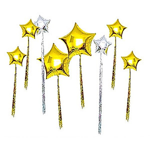 18" Star Balloons Foil Balloons Mylar Balloons Party Decorations Balloons, Silver, 10 Pieces