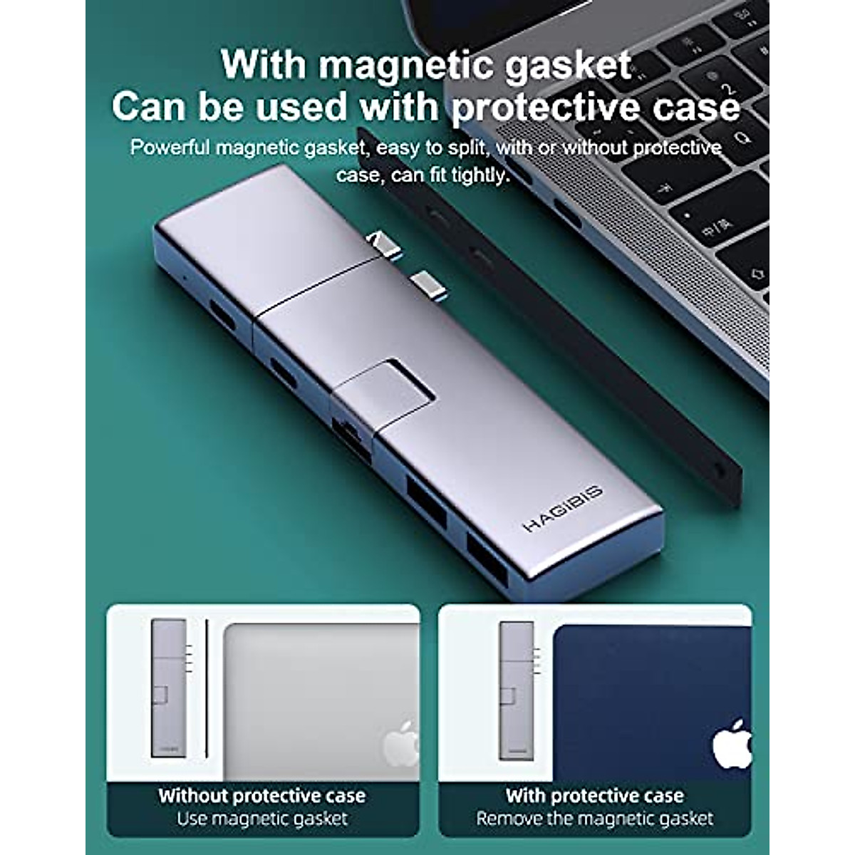 Hagibis USB C Hub Modular Magnetic USB Type-C Hub with 4K@60Hz HDMI, Separated Dual USB-C Adapter for MacBook Pro Air M1/2020/2019/2018 iPad Pro, Gigabit Ethernet, USB 3.0, 100W Power Delivery (RJ45)