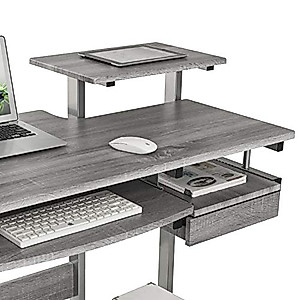 Techni Mobili Complete Computer Workstation Desk, Gray, 37.75" W x 22" D x 35" H
