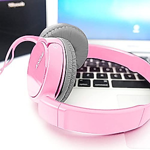 SONY Wired Over Ear Best Stereo Extra Bass Portable Foldable Headphones Headset for Apple iPhone iPod/Samsung Galaxy / mp3 Player / 3.5mm Jack Plug Cell Phone (Rose)