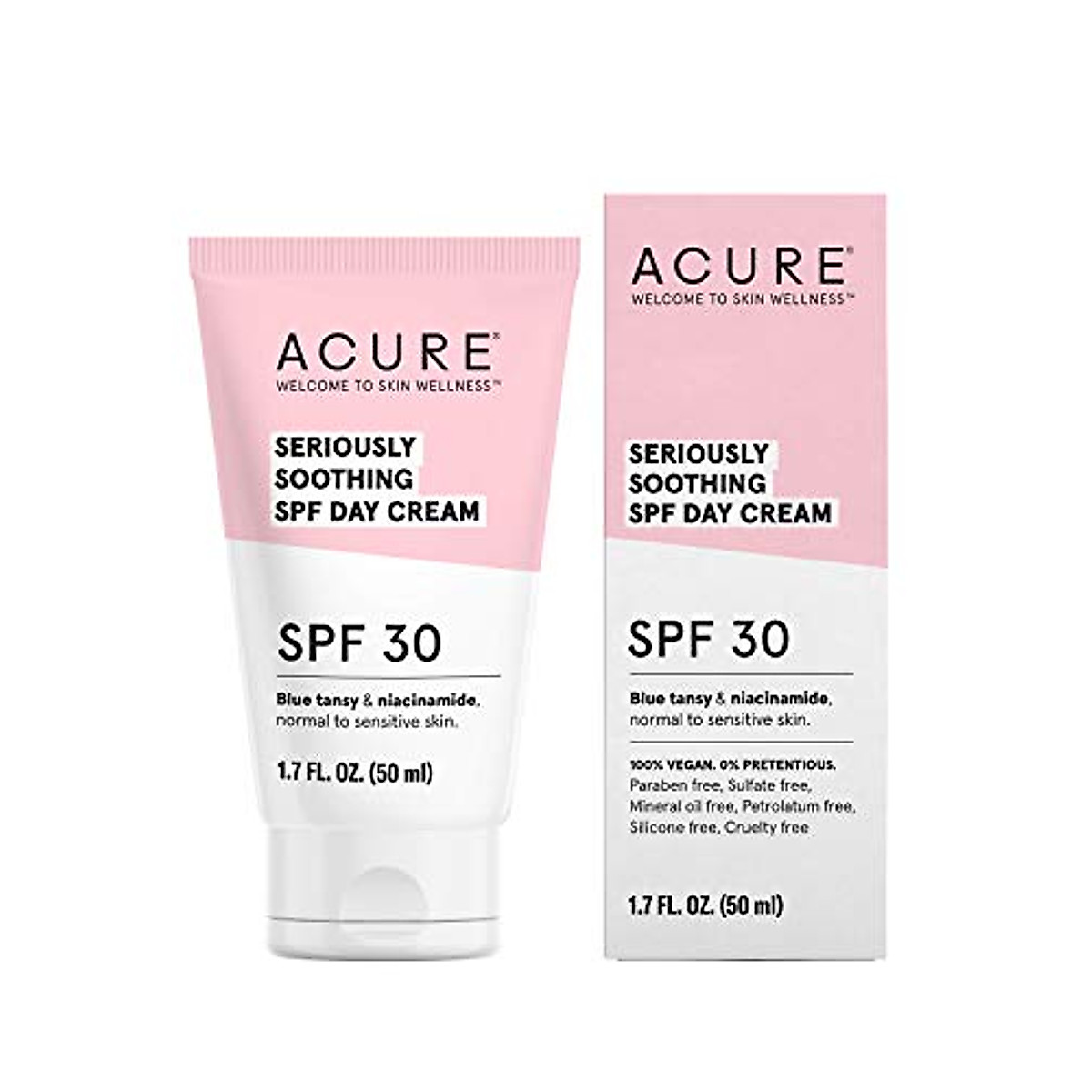 Acure Seriously Soothing SPF 30 Day Cream | 100% Vegan | For Dry to Sensitive Skin | Blue tansy & Niacinamide - Soothes & Provides Sunscreen | 1.7 Fl Oz