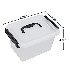 Asking Plastic Latching Box with Black Handle, Lidded Storage Bins, 6 Packs, 3 Quart