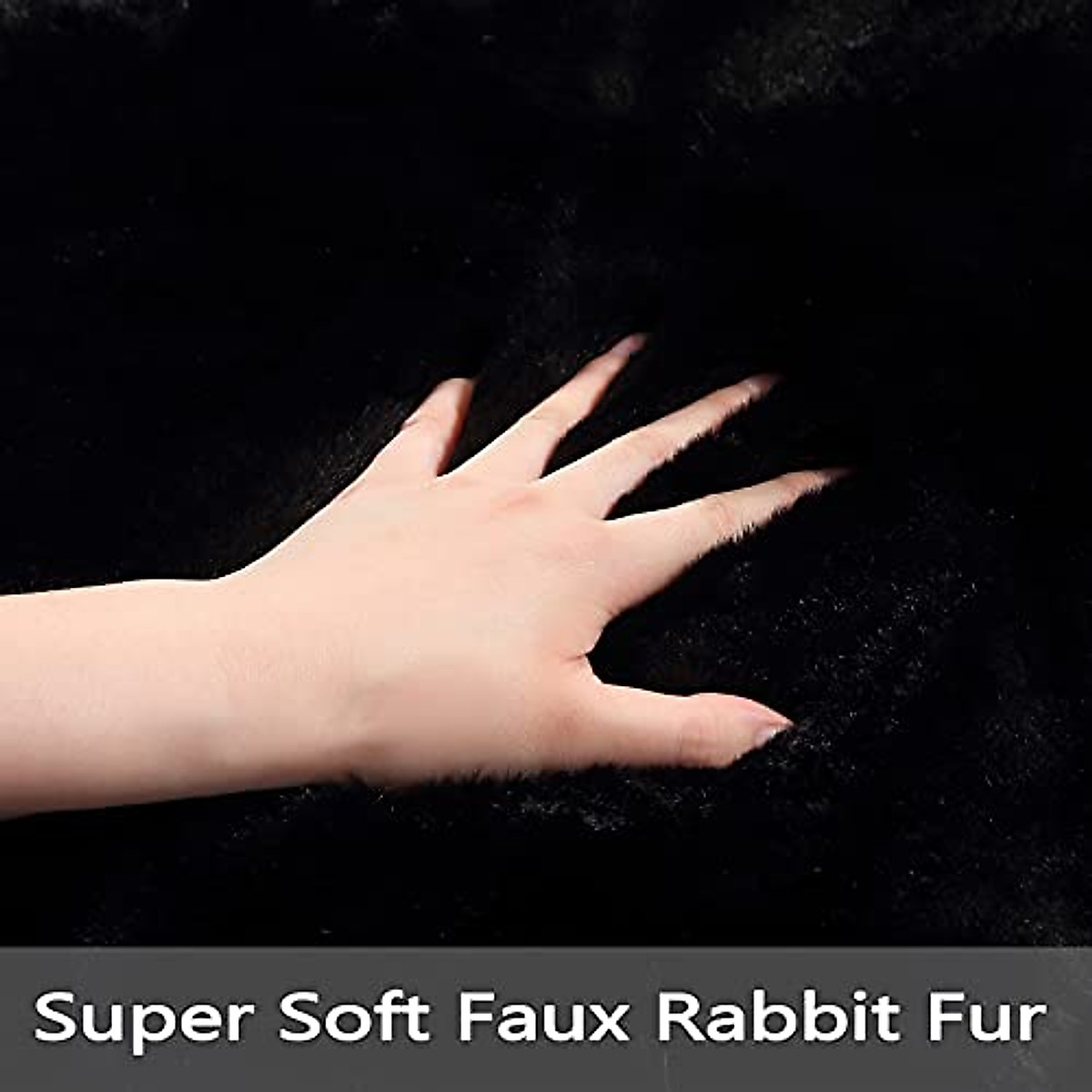 CAROMIO Fluffy Runner Rug Black Faux Fur Area Rug Shaggy Couch Cover Seat Cushion Furry Carpet Beside Rugs Floor Cover for Bedroom Sofa Living Room, Rectangle 2 x 6 Feet