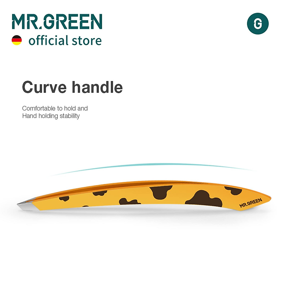 MR.GREEN Curve Handle Eyebrows Tweezers Professional Fine Hairs Removal Puller Makeup Tools Stainless Steel Beauty Clips Removal (Light Yellow)