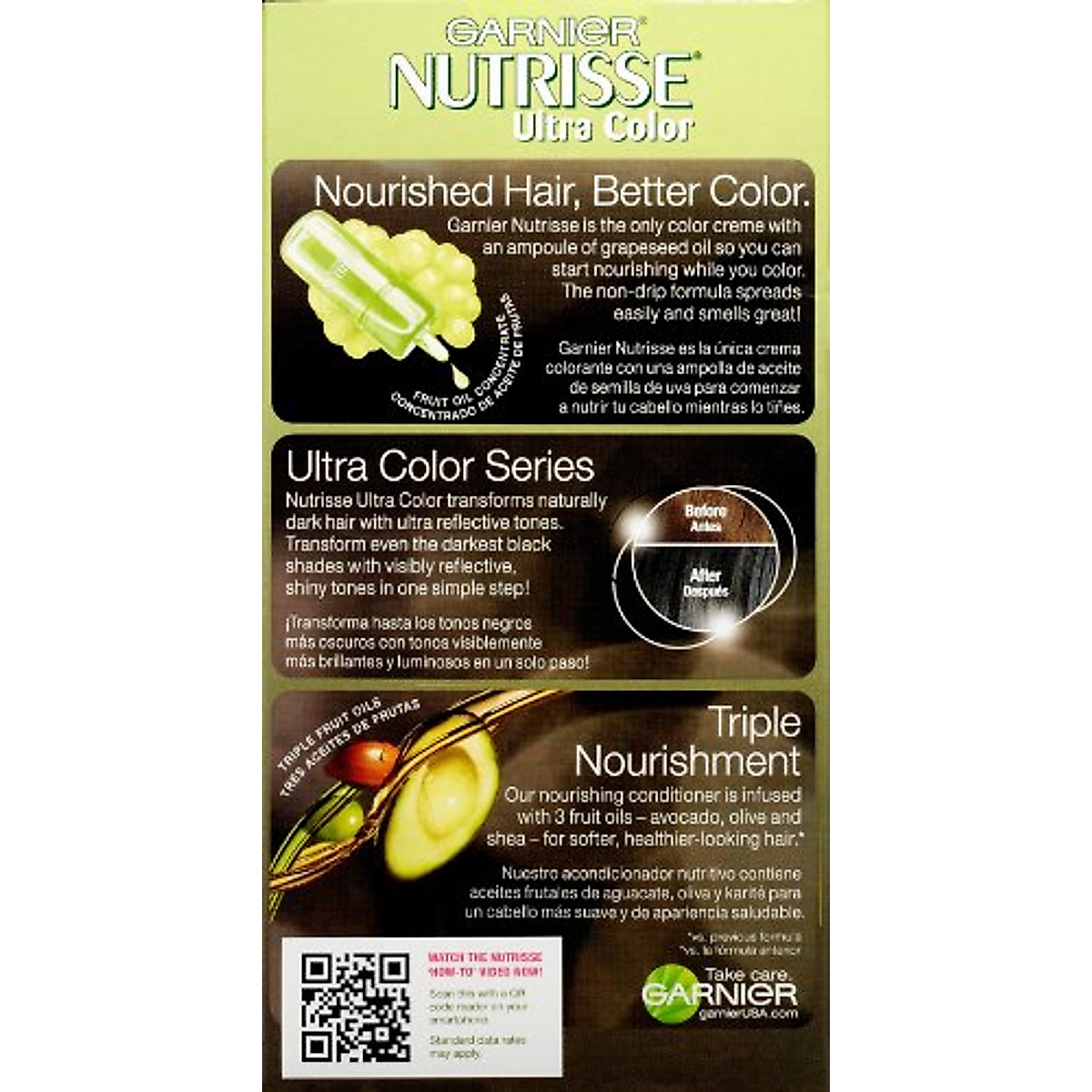 Garnier Nutrisse Ultra Color Nourishing Hair Color Crème, BL33 Reflective Bronze Black, 1-count (Packaging May Vary)