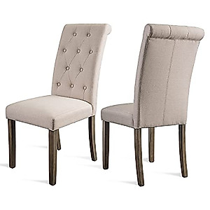 Tonfei Dining Chair Aristocratic Style Dining Chair Noble and Elegant Solid Wood Tufted Dining Chair Dining Room Set (Set of 2) (beige)