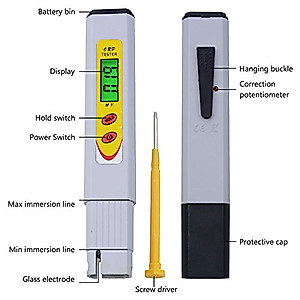 Meichoon ORP Tester Meter -1999mV~1999mV Millivolts Redox Digital Pen-Type for Drinking Water, Swimming Pool and Aquarium DH06