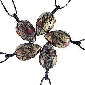 Nupuyai Bullet Teardrop Stone Pendant Healing Crystal Point Necklace for Women Men, Dragon Blood Stone