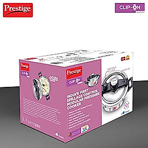 PRESTIGE Clip-on Svachh 3 Litre Stainless Steel Pressure Cooker, silver, standard