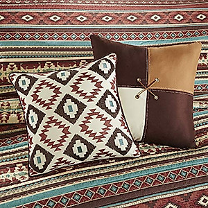 Madison Park Quilt Rustic Southwestern All Season, Breathable Coverlet Bedspread, Lightweight Bedding, Shams, Decorative Pillow, King/California King (104"x94"), Taos, Ikat Red/Spice 6 Piece