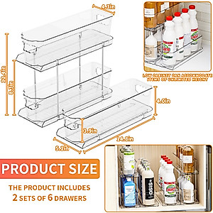 14.8" Deep 2 Set 2 Tier Under Sink Organizers and Storage,5.1” Narrow Pull Out Bathroom Cabinet Organizer for Kitchen,Pantry Organizer,Cleaning Products Organizer and Medicine Cabinet Storage,Clear