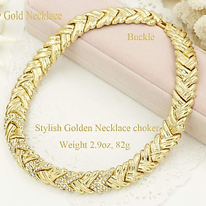 LifflyLadys Fashion Crystal Jewelry Set for Women, 18 K Gold Plated Jewelry for Weddings, Dubai Gold Necklace Earrings Set