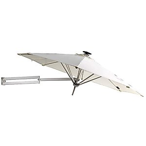 ROLTIN Parasol Garden Umbrella 250cm Wall Solar LED Lights and Metal Pole - Garden tilt Adjustment Sun Shade Umbrella