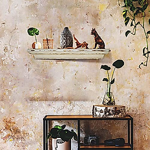 DQ DQ HOME DECOR Cheyenne Wall-Mount Display Shelf, Wall Shelves Organizer for Bedrooms, Hallways, Stairways, Entryways, Kitchens, and Bathrooms, Distressed White 36IN