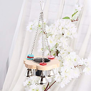Chew Toys 2pcs Steel Bells Toy- Toys Wooden Size Drinking Pet Parrot Bowl Food Stainless Swing Cage Stand Hanging Practical Wood Chewing with Interactive Small Feeding Large Bird Cage