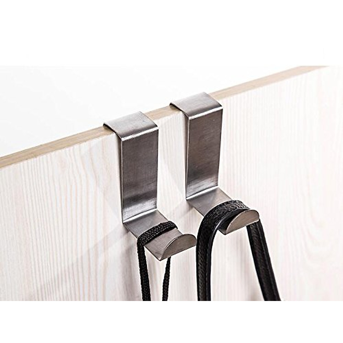 Home-organizer Tech Stainless Steel Reversible Over The Door Hook Removable Cubicle Coat Hook, Brushed Finish 6 Pack