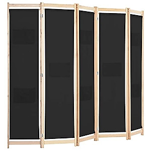 5-Panel Room Divider Black 78.7"x66.9"x1.6" Fabric,Freestanding Folding Screens Privacy Screen Wall Divider Portable Suitable forHome Office Restaurant Bedroom