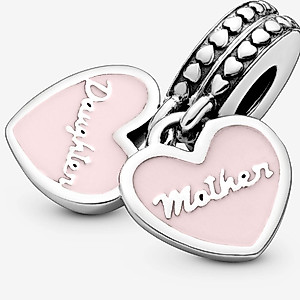Pandora Jewelry Mother and Daughter Hearts Dangle Cubic Zirconia Charm in Sterling Silver