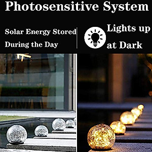 Bannad Garden Solar Lights, 2 Packs Cracked Glass Ball Waterproof Warm White LED for Outdoor Decor Decorations Pathway Patio Yard Lawn 6 Globe (3.9", 4.7", 5.9")