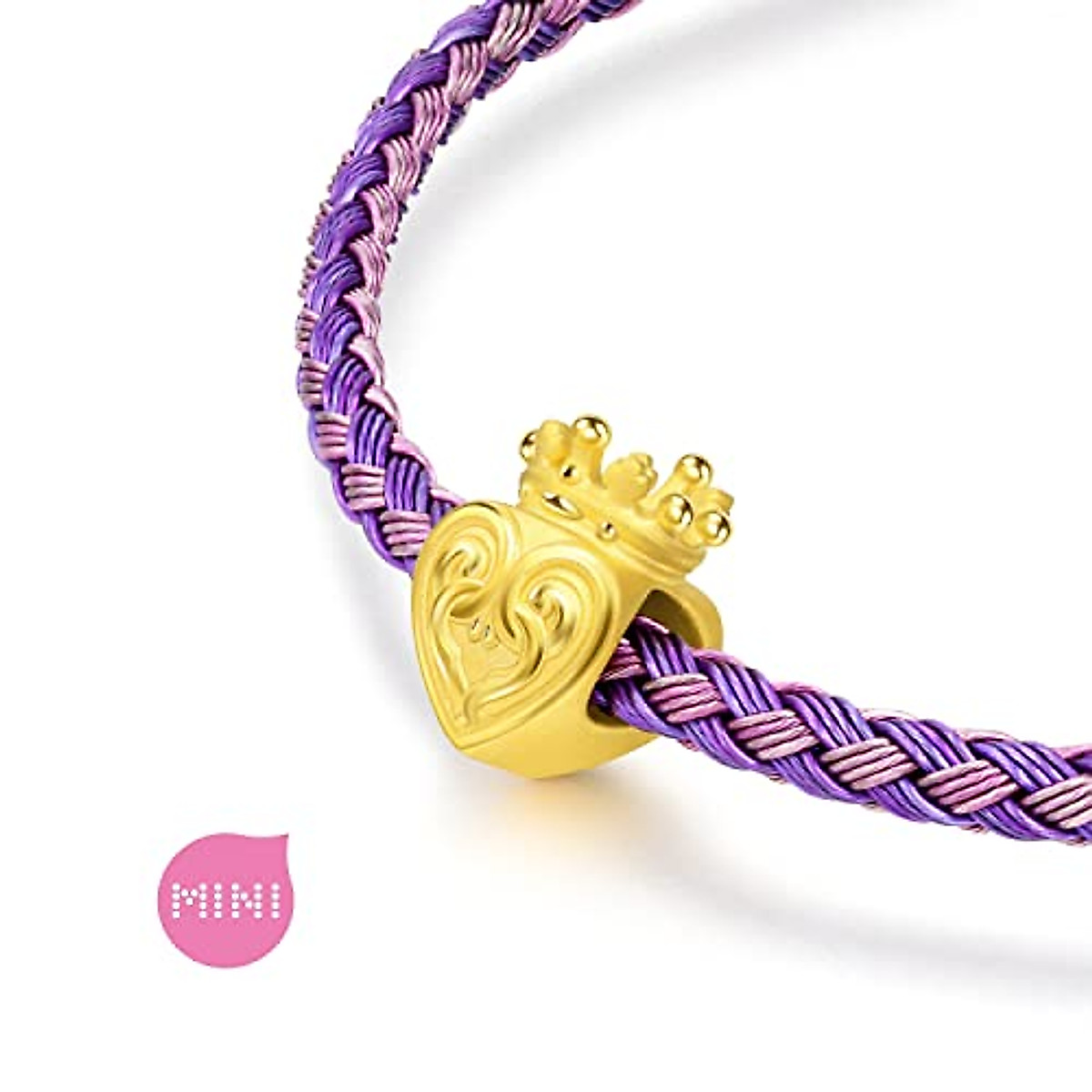 CHOW SANG SANG 999 24K Solid Gold Luckenbooth Mini Charm Bracelet for Women 92441C (Gold, 17 CM)