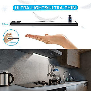 pinci 126 LED Under Counter Closet Lighting,Motion Sensor Cabinet Light,Magnetic Motion Activated Light,Wireless Dimmable Rechargeable Night Lights with Hand-Wave Sensor for Kitchen,Wardrobe,Kitchen…