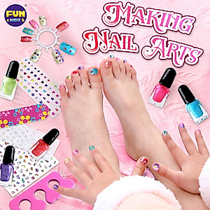 60Pcs Kid Makeup Kit for Girls 6-12, FunKidz Three Layers Folding Make Up Box Toy Set Child Beauty Cosmetic Kits for Little Girls Party Gifts