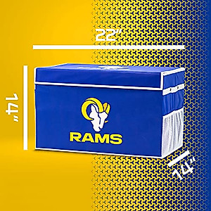 Franklin Sports Los Angeles Rams NFL Storage Footlocker Bin - Small Folding Organizer Container - NFL Office, Bedroom + Living Room Décor - 22" x 14"