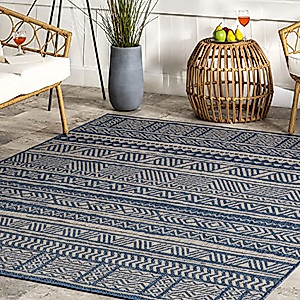 nuLOOM Abbey Tribal Striped Indoor/Outdoor Area Rug, 5' x 8', Blue