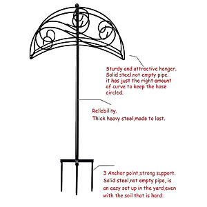 Uuuda Garden Water Hose Holder Detachable Metal Hose Rack Stand Heavy Duty Hose Storage Hanger Organizer for Outside,Black