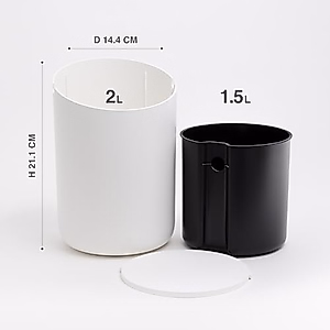 Kazai.® Mini Waste Bin 'Tove' - Small and Unique Design Bin from Berlin | for Bathroom, Kitchen & Desk | 1.5L Capacity, Non-Slip, Inner Bucket | White